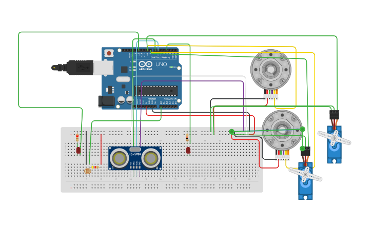 Circuit Design Arduino Autonomous Car Mini Project Tinkercad