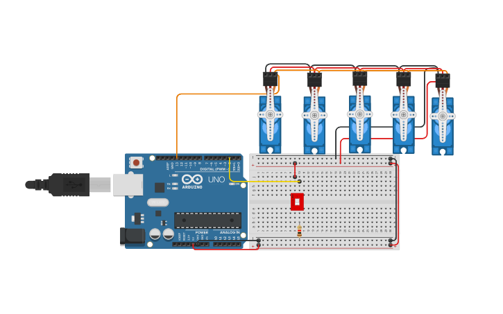 Circuit Design Control 5 Servo Using Dip Dpst Switch Tinkercad