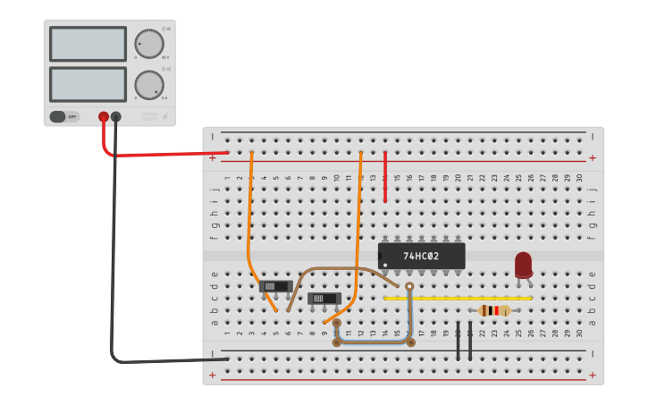 Circuit design QUAD TWO INPUT NOR GATE (7402) | Tinkercad