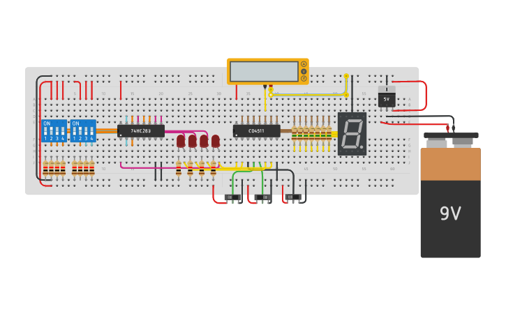Circuit design Somador de 4 Bits com display 7 segmentos CD4511 | Tinkercad
