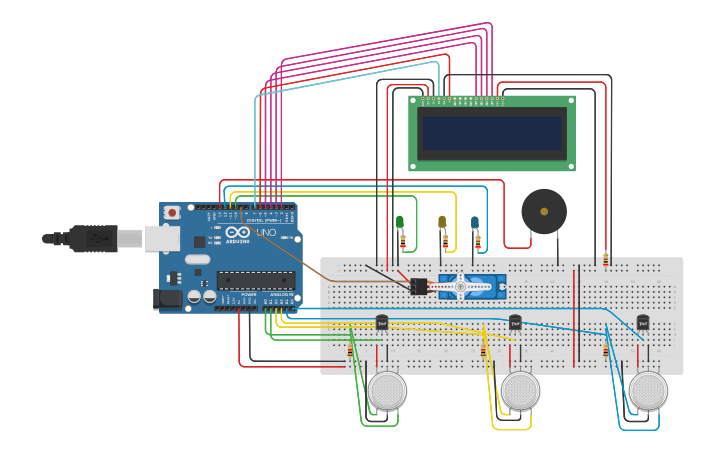 Circuit design Fire Alarm System | Tinkercad