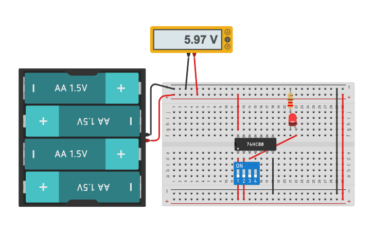 Circuit design 7400 IC Chip | Tinkercad