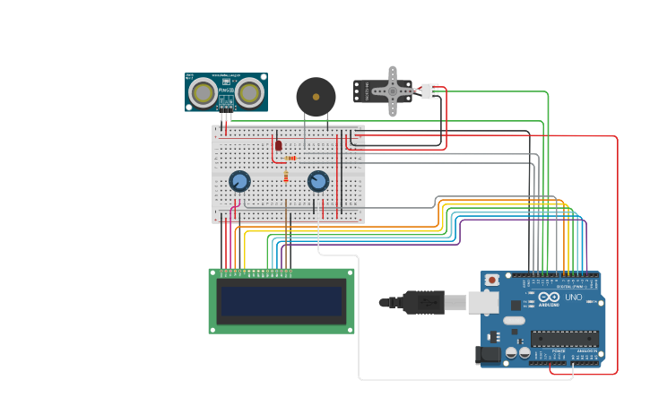 Circuit design Radar à ultrasons | Tinkercad