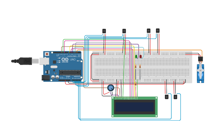 Circuit design SMART-PARKING-SYSTEM | Tinkercad
