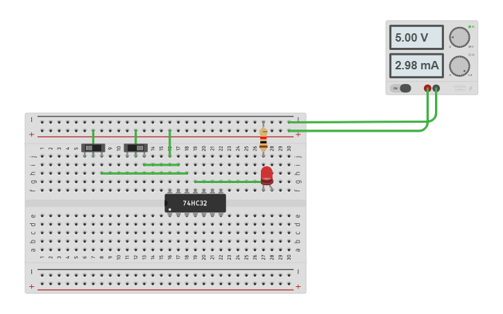 Circuit design OR 7432 | Tinkercad