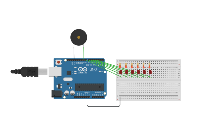 Circuit design Light and Sound - Debug Level 2 | Tinkercad