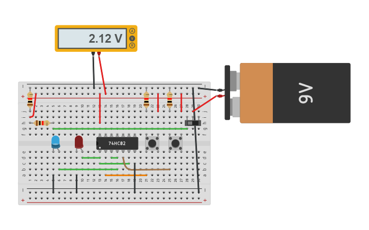 Circuit design NOR gate using 74hc02 | Tinkercad
