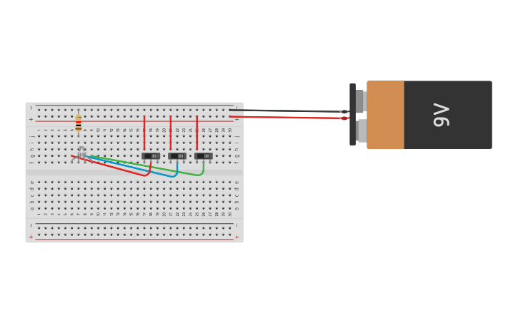 Circuit design Switched RGB LED | Tinkercad