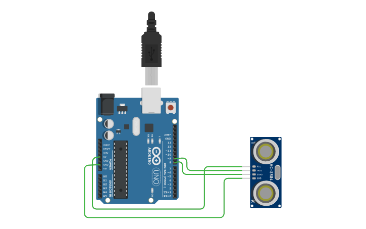 Circuit design tp ultrason final | Tinkercad