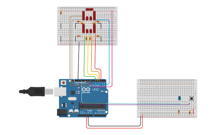 Circuit design Projeto RELÓGIO com botao e led | Tinkercad Circuit design Projeto RELÓGIO com botao e led | Tinkercad