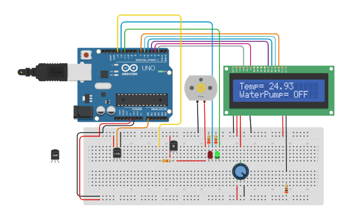 Circuit design Copy of Automated plant watering system | Tinkercad