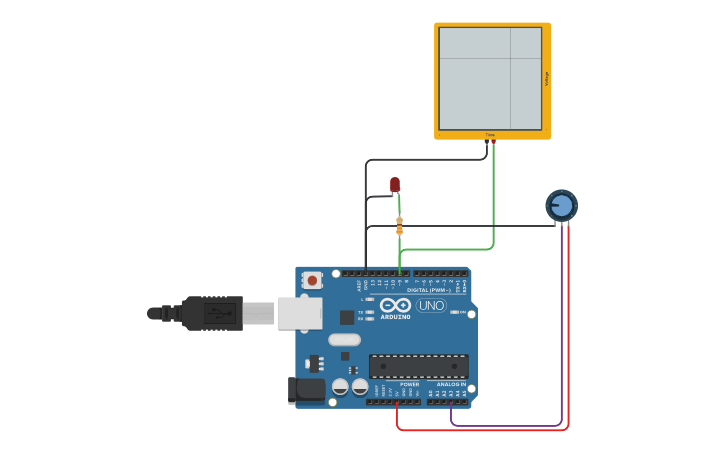 Circuit design PWM: Led Ansteuerung mit Poti | Tinkercad