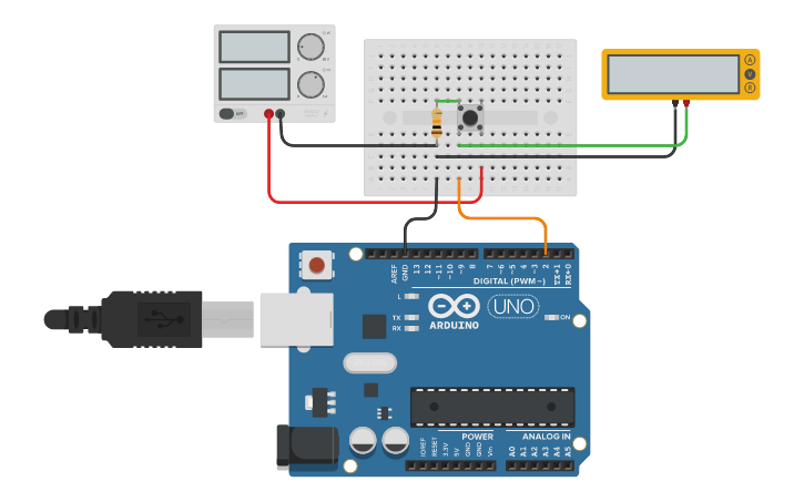 Circuit design pulsador pull down | Tinkercad