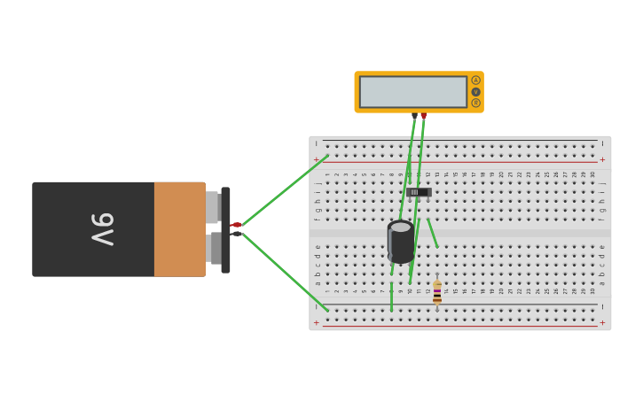 Circuit design Capacitor Discharge | Tinkercad