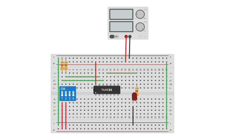 Circuit design Circuit Design AND Logic Gate Using IC 74HC08 | Tinkercad