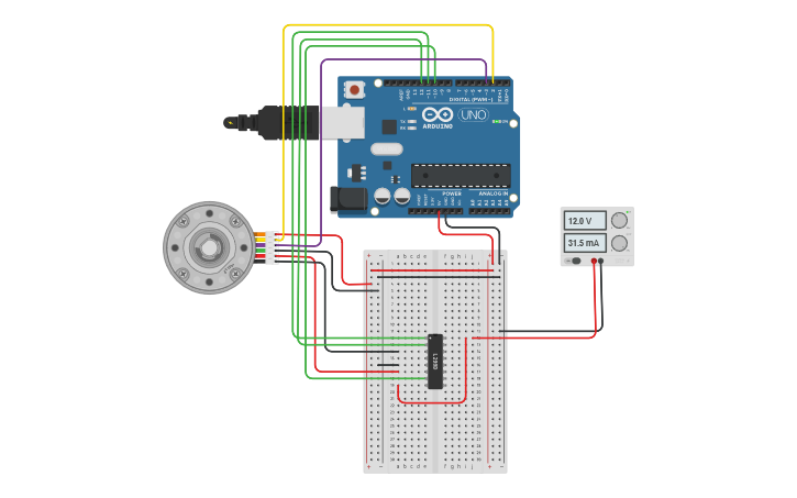 Circuit Design Motor Dc Rotation With Arduino Tinkercad