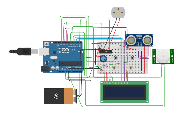 Circuit design SIMULACION PUERTA | Tinkercad