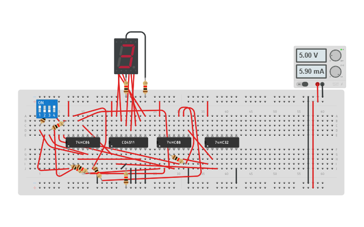 Circuit design 2-bit-adder | Tinkercad