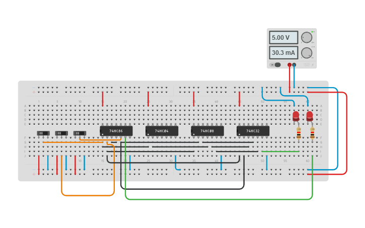 Circuit design Full Subtractor | Tinkercad