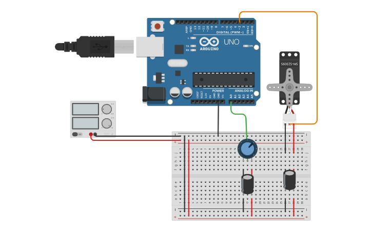 Circuit design Servo Motore con Arduino e potenziometro | Tinkercad