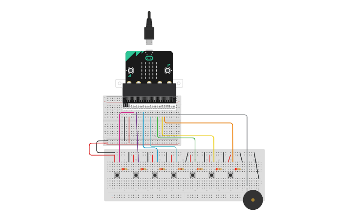 Circuit design Microbit electronic piano | Tinkercad