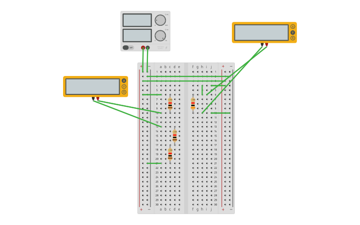 Circuit design Medir Resistencia, Corriente y Voltaje | Tinkercad