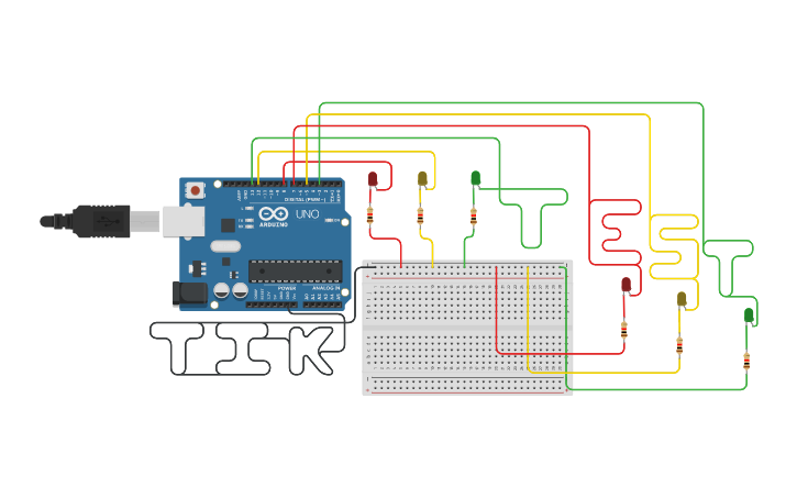 Circuit design Traffic Lights System | Tinkercad