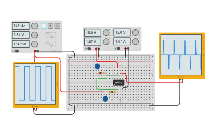 Circuit design Op Amp as Differentiator | Tinkercad