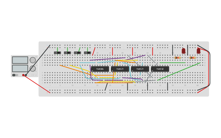 Circuit design 4X2 Encoder | Tinkercad