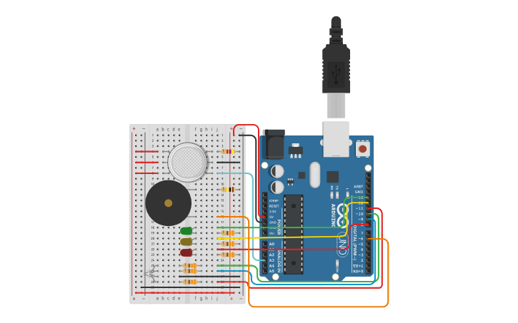 Circuit design Gas Sensor | Tinkercad