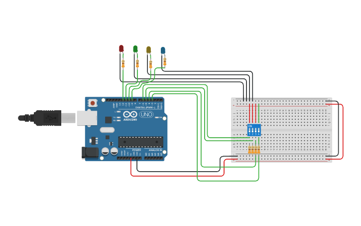 Circuit Design Dip Switch With Led And Arduino Tinkercad