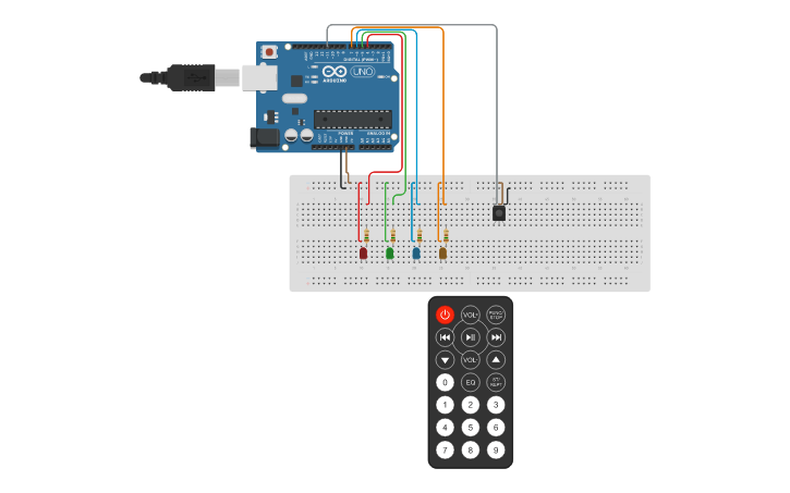 Circuit design Sensor Infrarrojo 4Leds | Tinkercad
