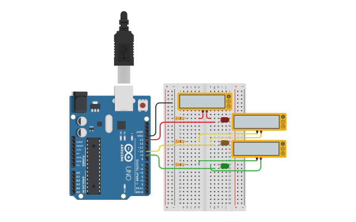 Circuit design Leds con Arduino | Tinkercad