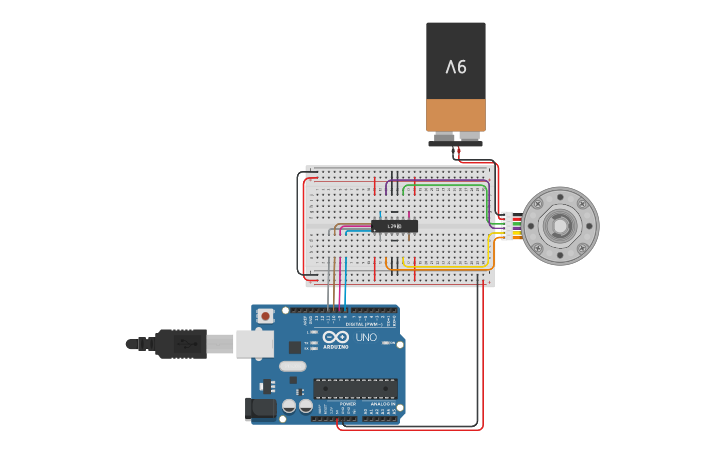 Circuit Design Controlling Stepper Motor Tinkercad