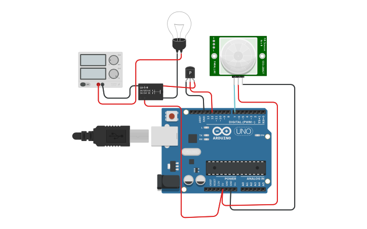 Circuit design luces automaticas | Tinkercad
