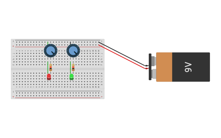 Circuit Design Two Led Controlled By Potentiometers Tinkercad