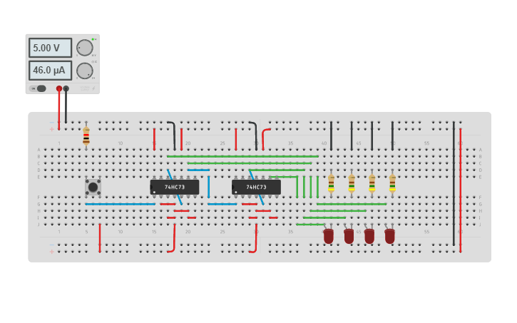Circuit Design 4 Bit Asynchronous Up Counter Tinkercad 1155