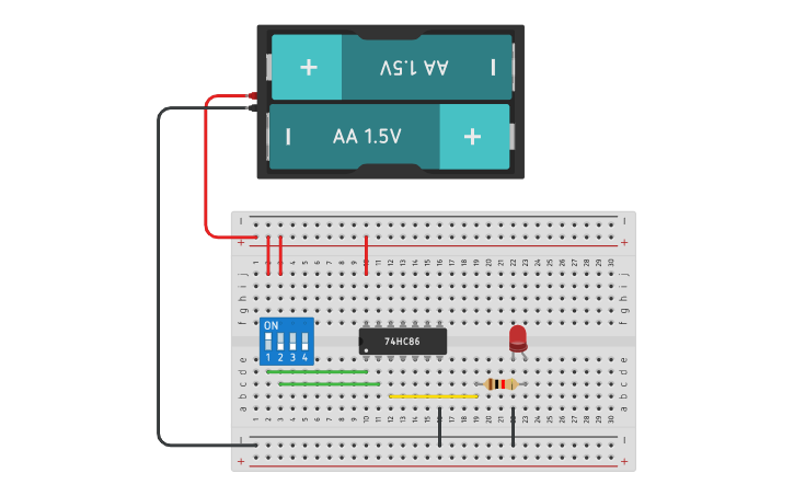Circuit design PORTA LOGICA: XOR | Tinkercad