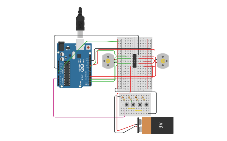Circuit design Copy of Arduino controls DC motor with L293 | Tinkercad