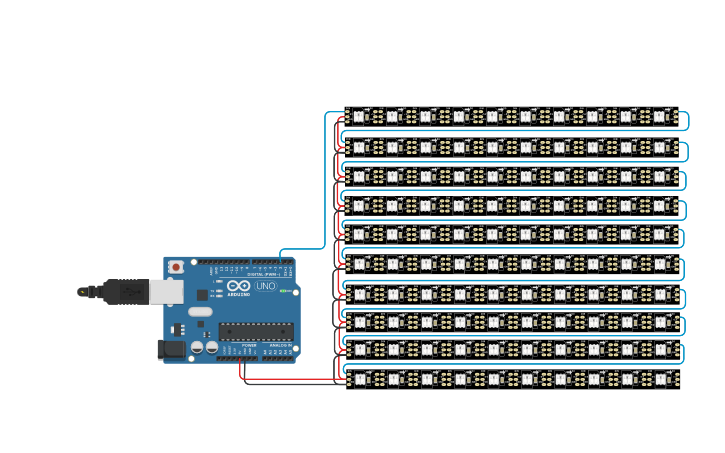 Circuit design 10x10 led matrix | Tinkercad