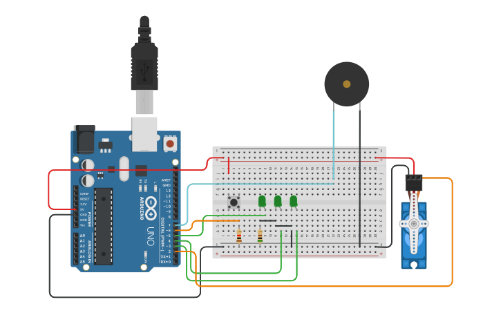 Circuit design Copy of Pulsador y led | Tinkercad