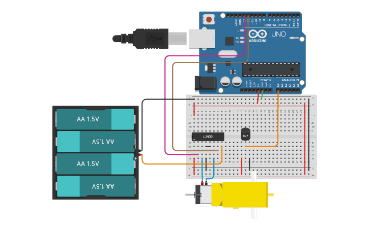 Circuit design Puente H L293D | Tinkercad