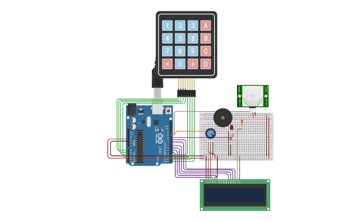 Circuit design Proyecto(Sistema de seguridad con Arduino) | Tinkercad