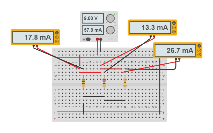 Circuit design Circuito paralelo Corriente | Tinkercad