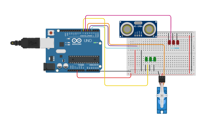 Circuit design sensor de distancia | Tinkercad