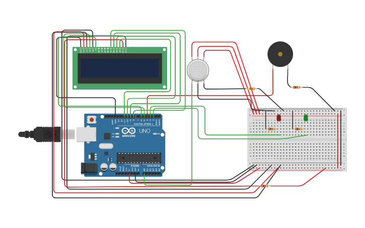 Circuit Design Smoke Detection System Using Arduino Tinkercad
