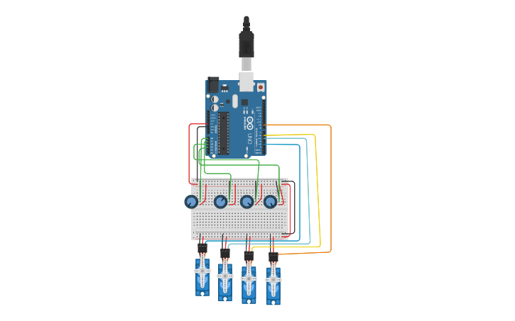 Circuit Design Arduino Based Robotic Arm Tinkercad