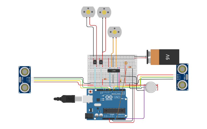 Circuit Design Solar Cleaning System Tinkercad 