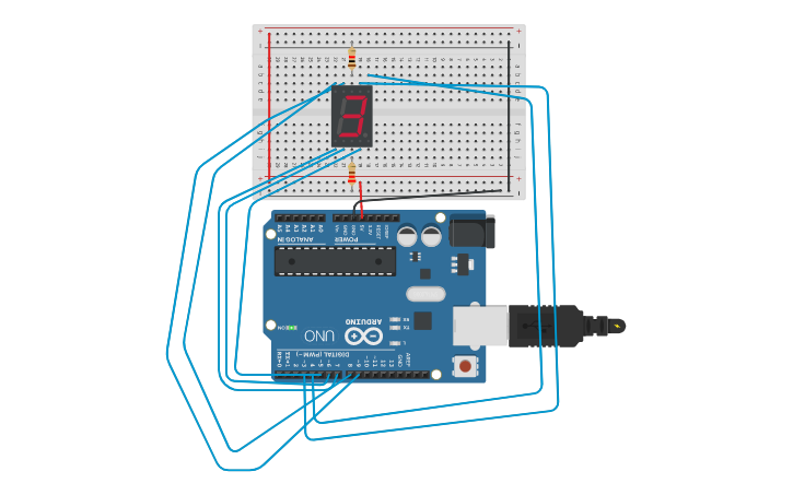 Circuit design Display de 7 Segmentos | Tinkercad
