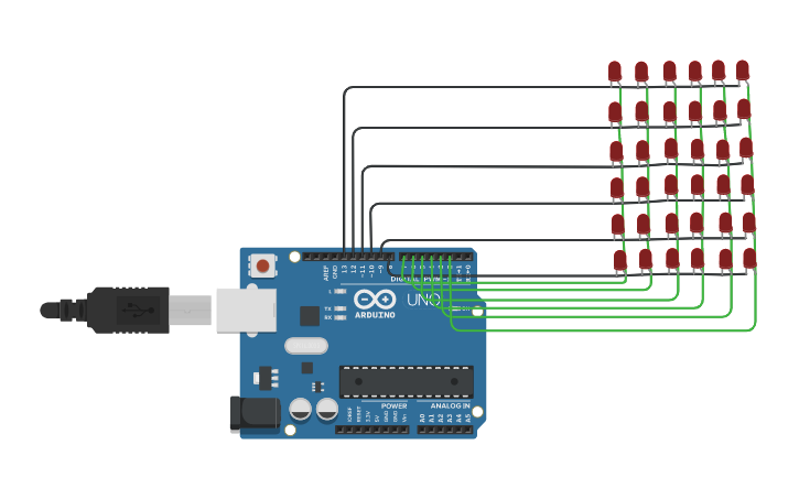 Circuit design led matrix | Tinkercad